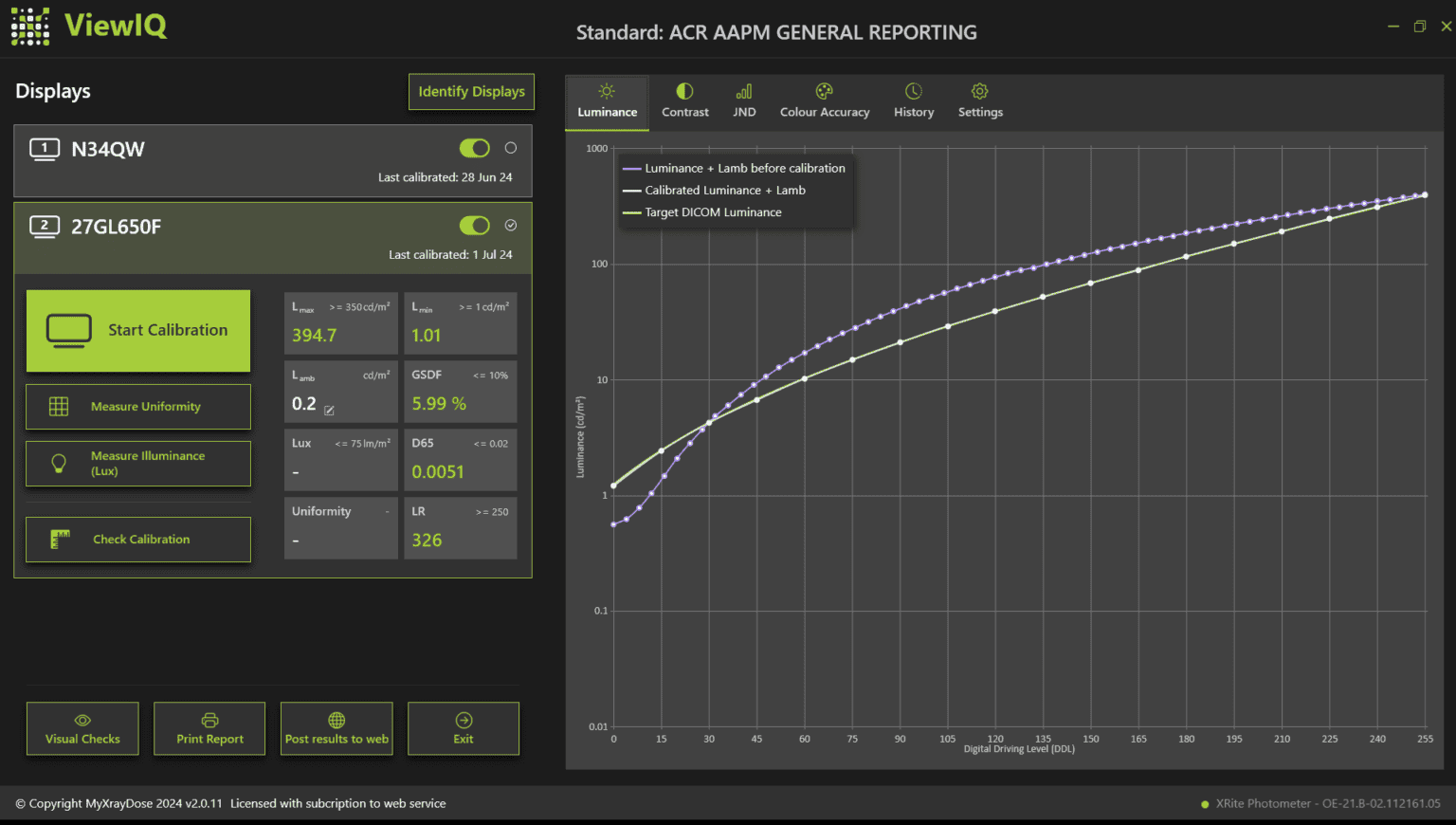 Performing a Calibration - MyXrayDose